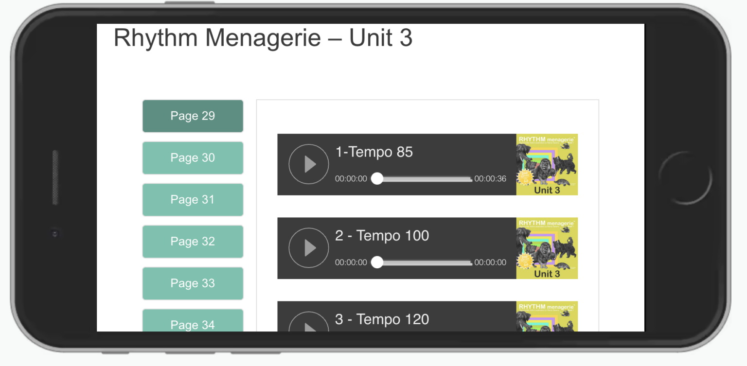 Rhythm Menagerie™ Streaming Tracks - learn rhythm musically!