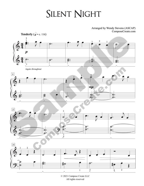Silent Night - Easy, mature sounding piano arrangement