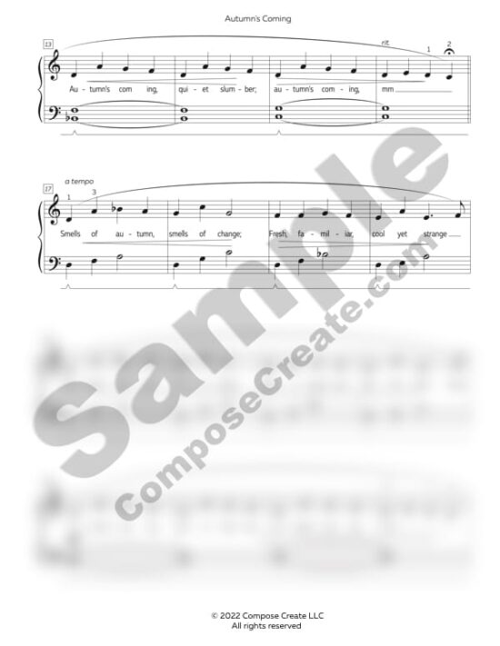 Autumn's Coming - Beautiful, lyrical late elementary piano solo